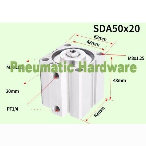 Jual Compact Thin Air Cylinder Pneumatic Sda 50X20 Sd 50 X 20 Sda50*20 ...