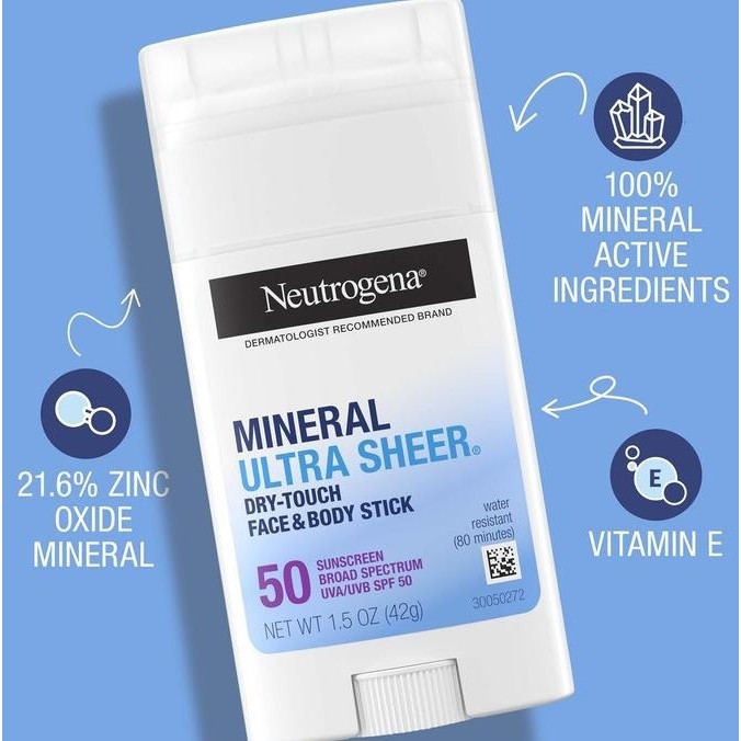 Jual Neutrogena Ultra Sheer Zinc Face Body Mineral Sunscreen Stick ...