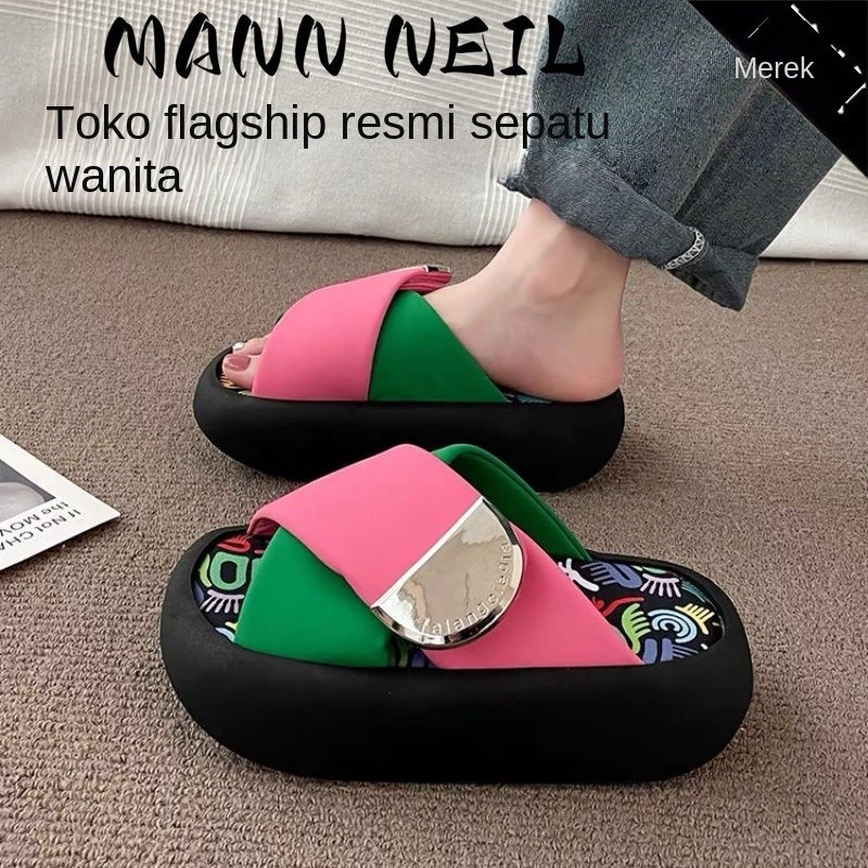Jual Sepatu Pantai Sandal Platform Silang Logam Populer Wanita | Shopee ...