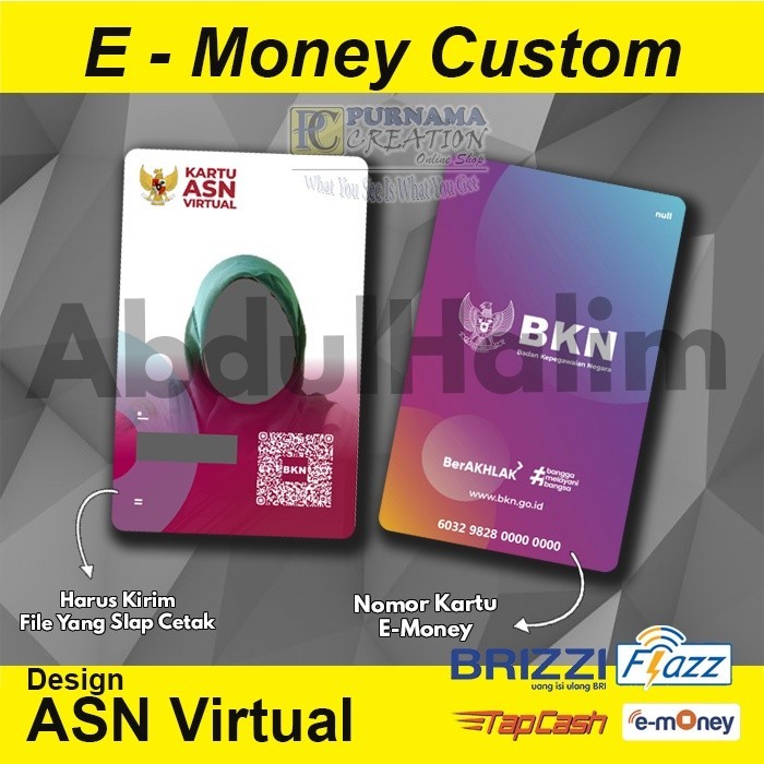 Jual Cetak id card Kartu ASN Virtual BKN bisa etoll bisa NFC Proses ...