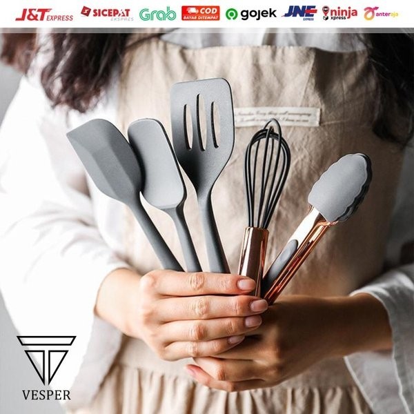Jual Silicone Kitchen Utensils Mini 5In1 Spatula Sutil Set Alat Masak ...