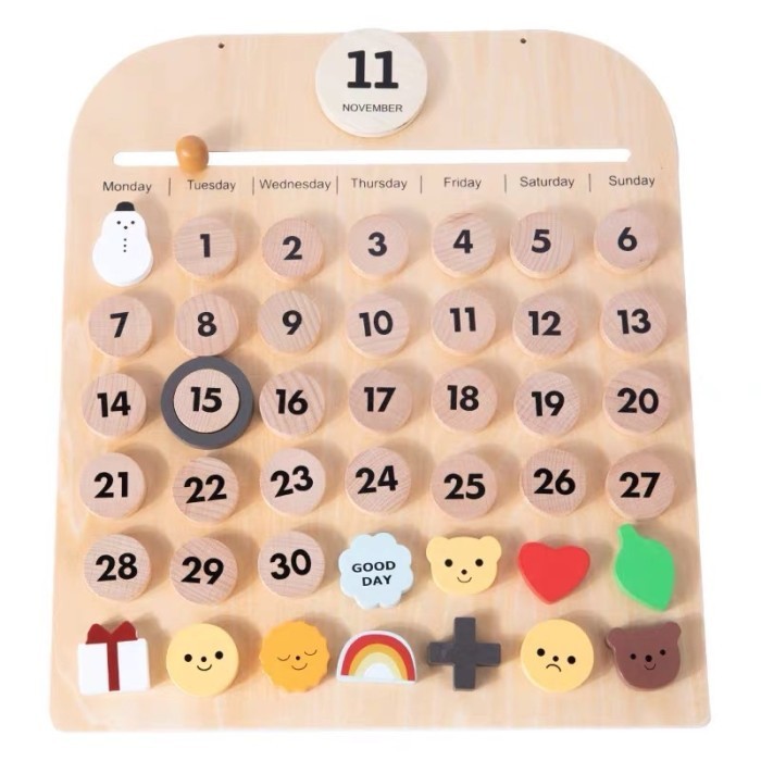 Jual Diy Magnetic Wooden Calendar Peetual Calendar Kalendar Bahan Kayu ...
