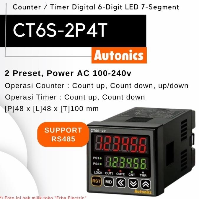 Jual AUTONICS CT6S-2P4T RS485 COUNTER TIMER DIGITAL 2 PRESET SV RESMI TERMURAH | Shopee Indonesia