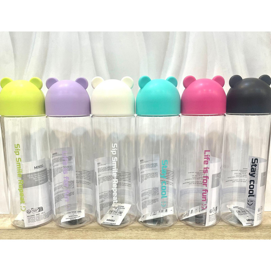 Jual Original Miniso Solid Color Cartoon Plastic Cool Water Bottle ...