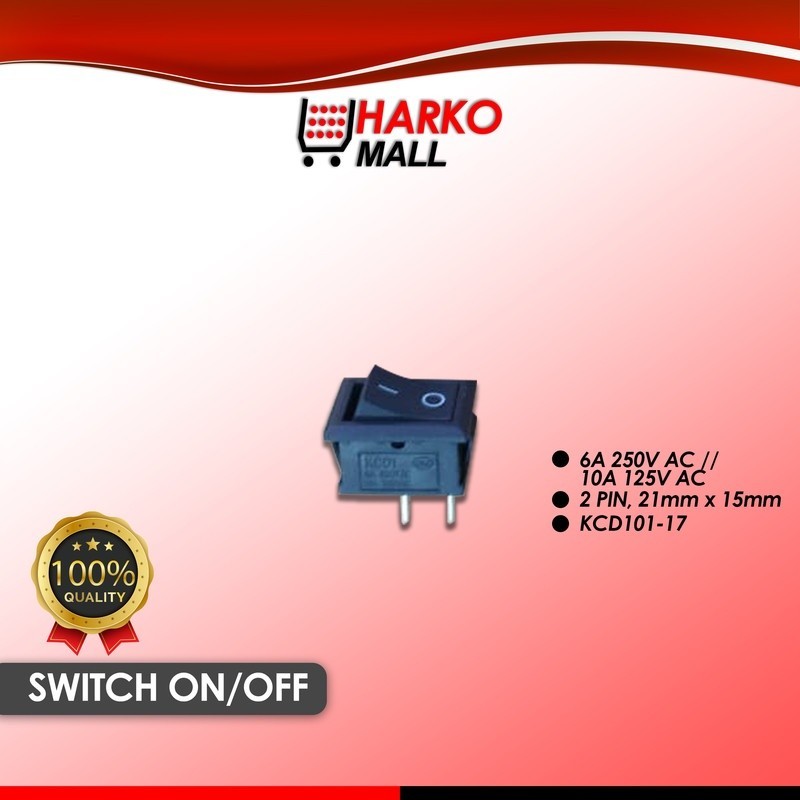 Jual Saklar Switch On Off 2 PIN DC 12V 21mm x 15mm KCD101-17 | Shopee ...