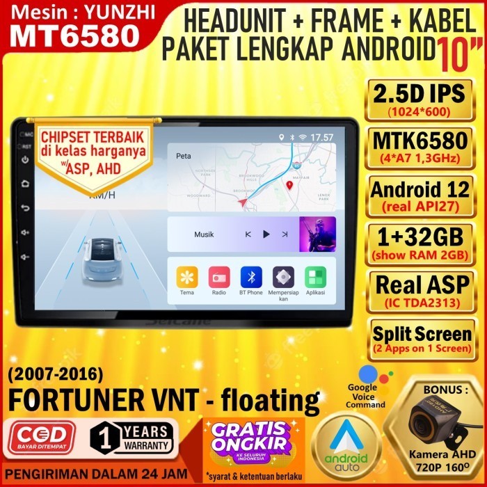 Jual Headunit Android MT6580 1/32GB+Kabel+Frame 10" Fortuner VNT Floating | Shopee Indonesia