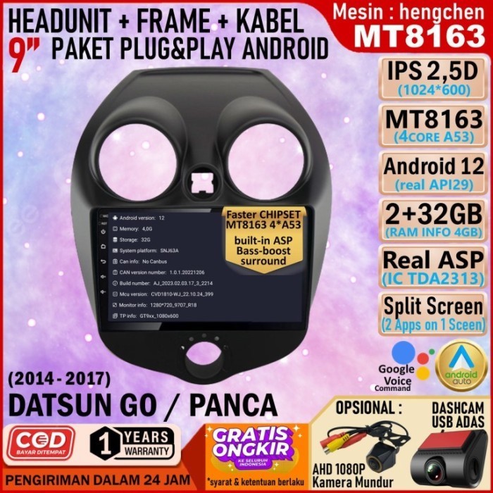 Jual Headunit Android MT8163 2/32GB QLED+ Frame 9 inch Datsun Go Go+ Panca | Shopee Indonesia