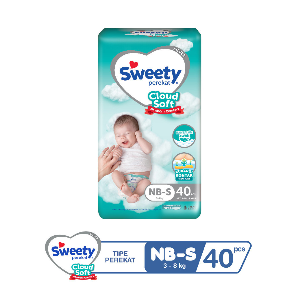 Jual Sweety Silver Comfort Cloud Soft Newborn NB - S 40 Popok Perekat ...