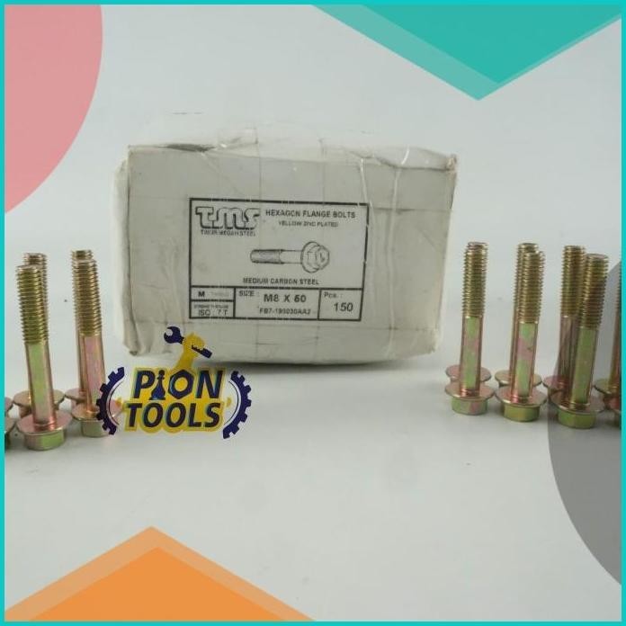 Jual Baut Flange 8x50 mm kuning kunci 12 Bo Flange kuning Baut Topi Flange | Shopee Indonesia