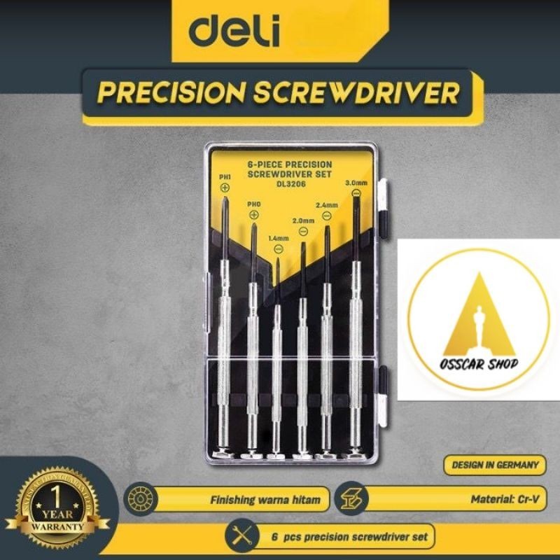 Jual Deli Precision Screwdriver / Obeng Presisi 6 Pcs / Set Perkakas ...