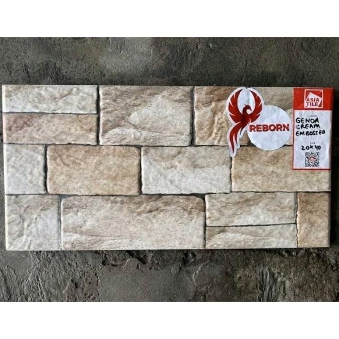 Jual KERAMIK DINDING BATU ALAM ASIA TILE GENOA CREAM EMBOSSED 20X40 KW1 ...