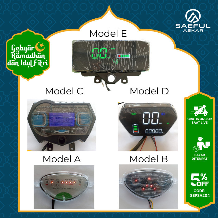 Jual Indikator Display Speedometer Sepeda Listrik Motor Listrik 48v 60v ...