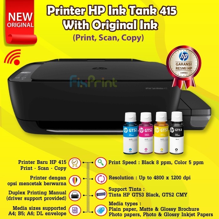 Jual Printer Hp Ink Tank 415 Print Scan Copy Wifi Wireless All In One ...