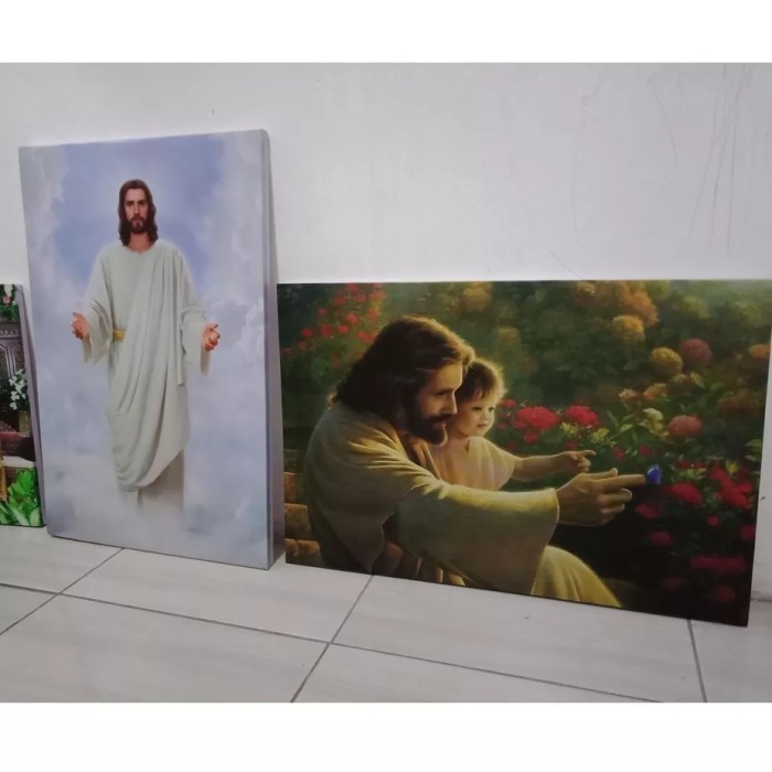 Jual Lukisan Banner Flex Printing Yesus Juru Selamat Bingkai Spanram ...
