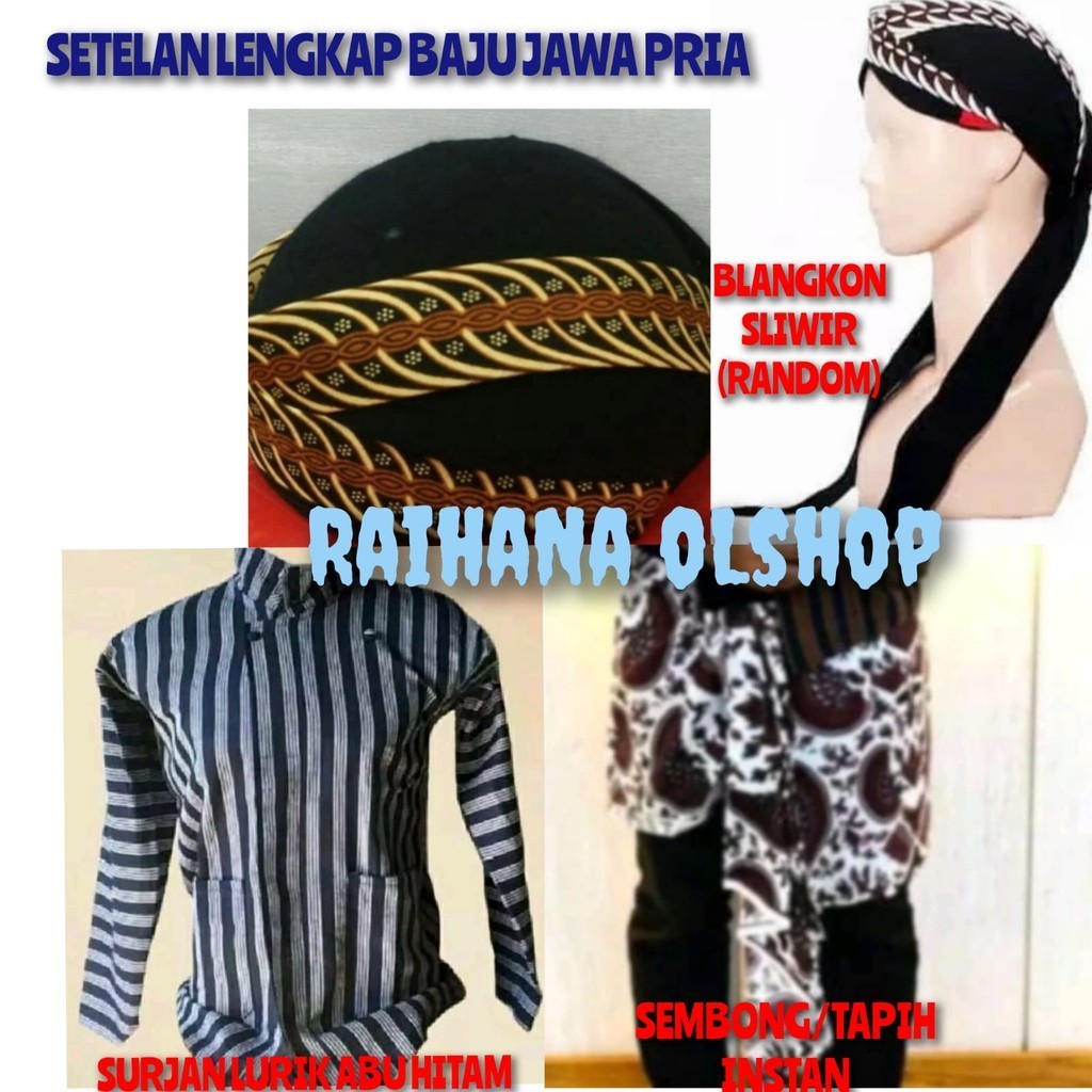 Jual SEPAKET BAJU ADAT JAWA PRIA | SURJAN LURIK ABU HITAM + BLANGKON SLIWIR + SEMBONG/TAPIH ...