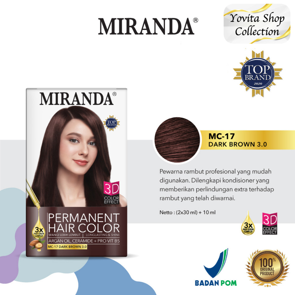 Jual MIRANDA Hair Color MC-17 DARK BROWN 30ml | Cat Rambut Miranda ...