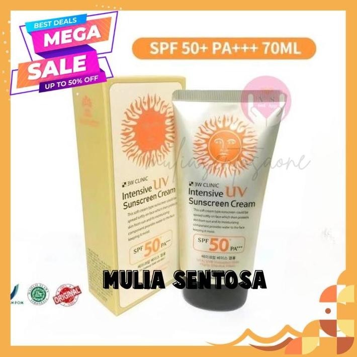Jual 3W CLINIC UV SUNSCREEN CREAM SPF 50+ PA+++ SUNBLOCK KOREA 70 ML BPOM EKSLUSIF !! | Shopee ...