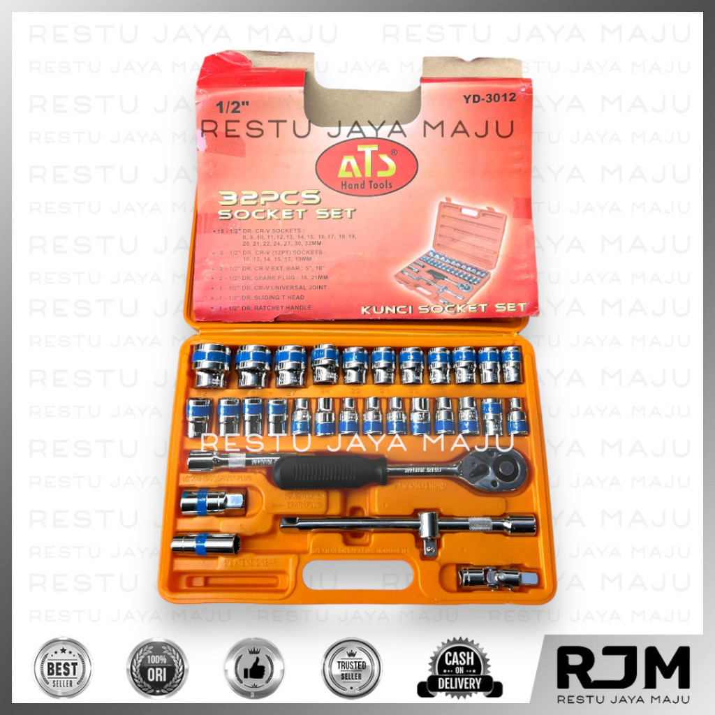 Jual ATS Kunci Sok Set 32 pcs Socket Wrench Sock Shock Motor Mobil ...