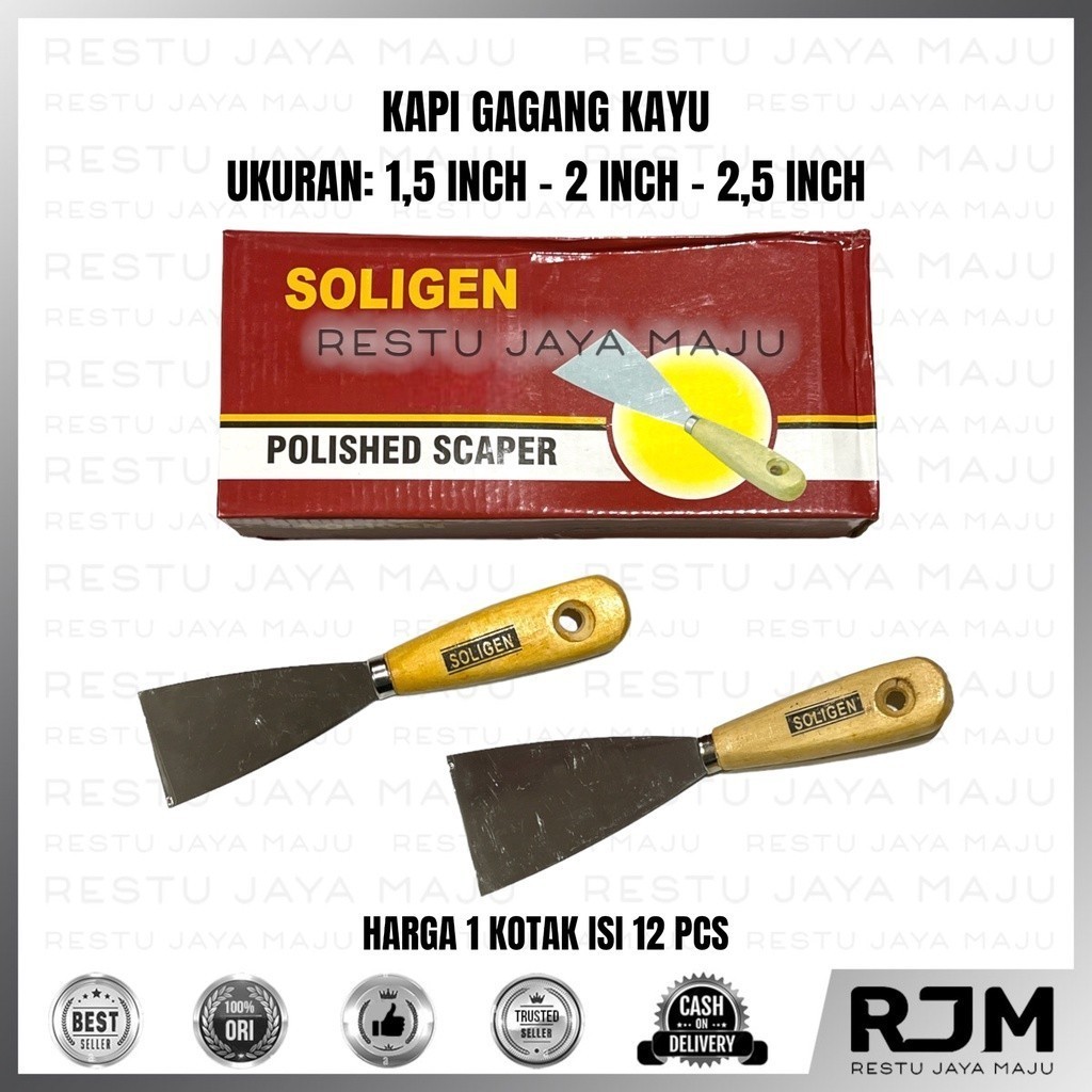 Jual [12 pcs] SOLIGEN Kapi Gg Kayu 1 2 1/2 inch Cat Pisau Dempul Plamir ...
