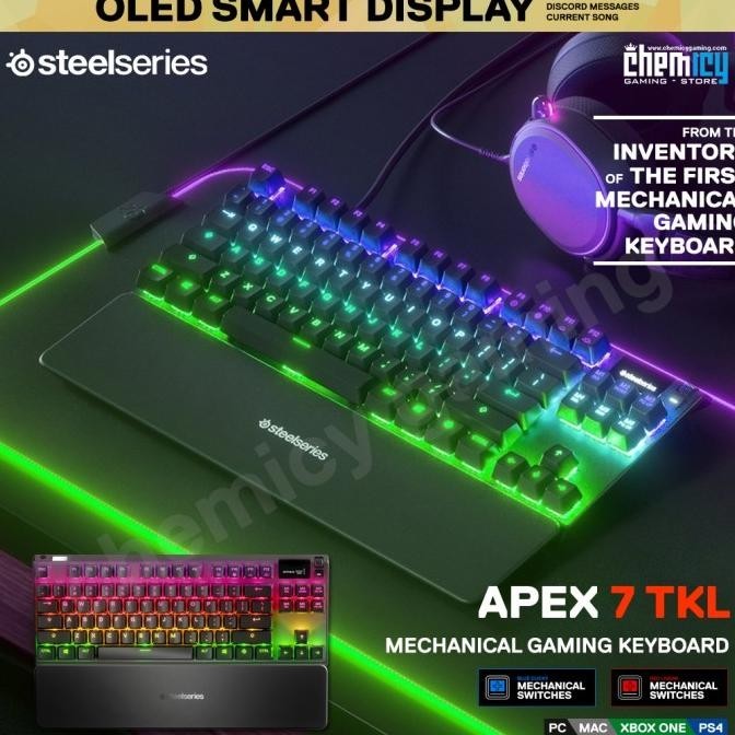 Jual Steelseries Apex 7 TKL RGB OLED Mechanical Gaming Keyboard - Blue ...