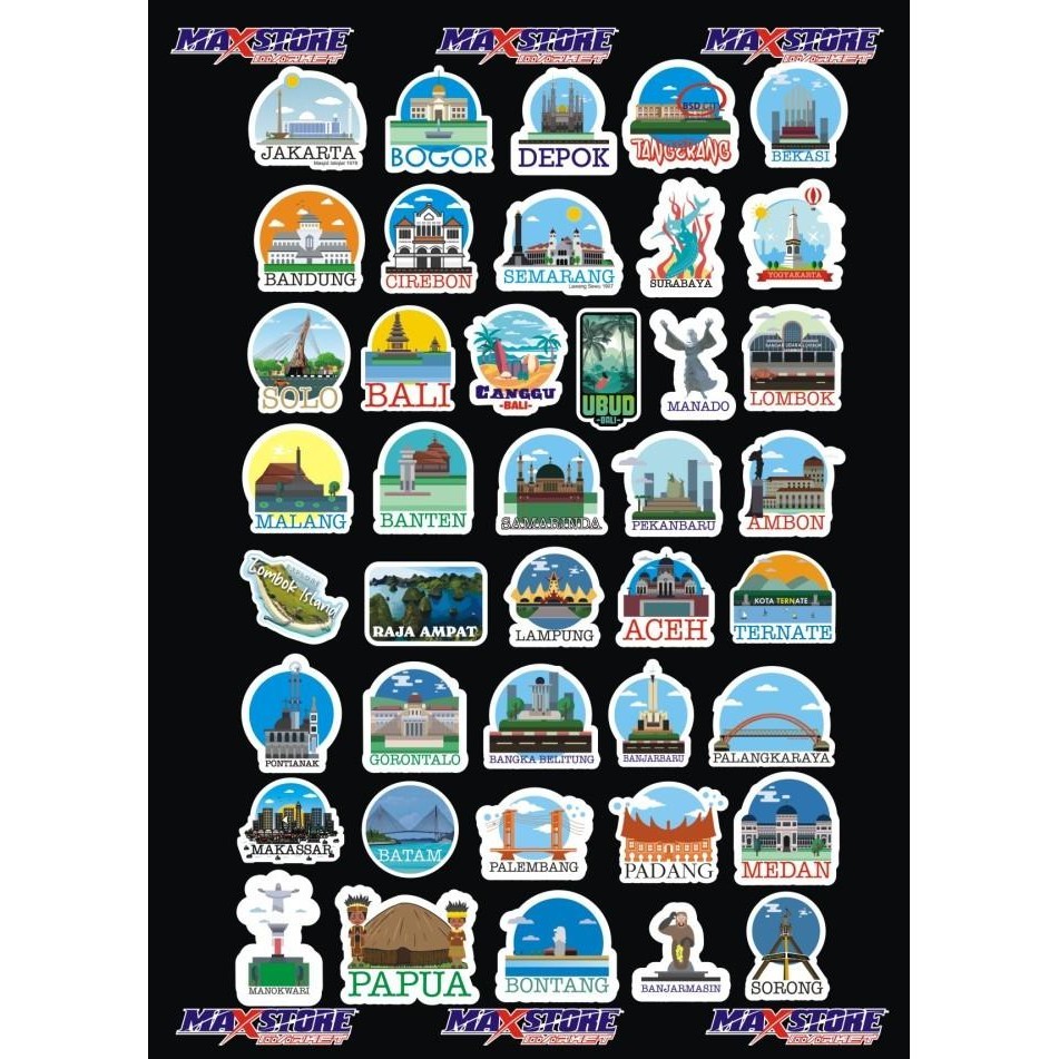 Jual sticker koper rimowa / luggage sticker / indonesia city sticker ...