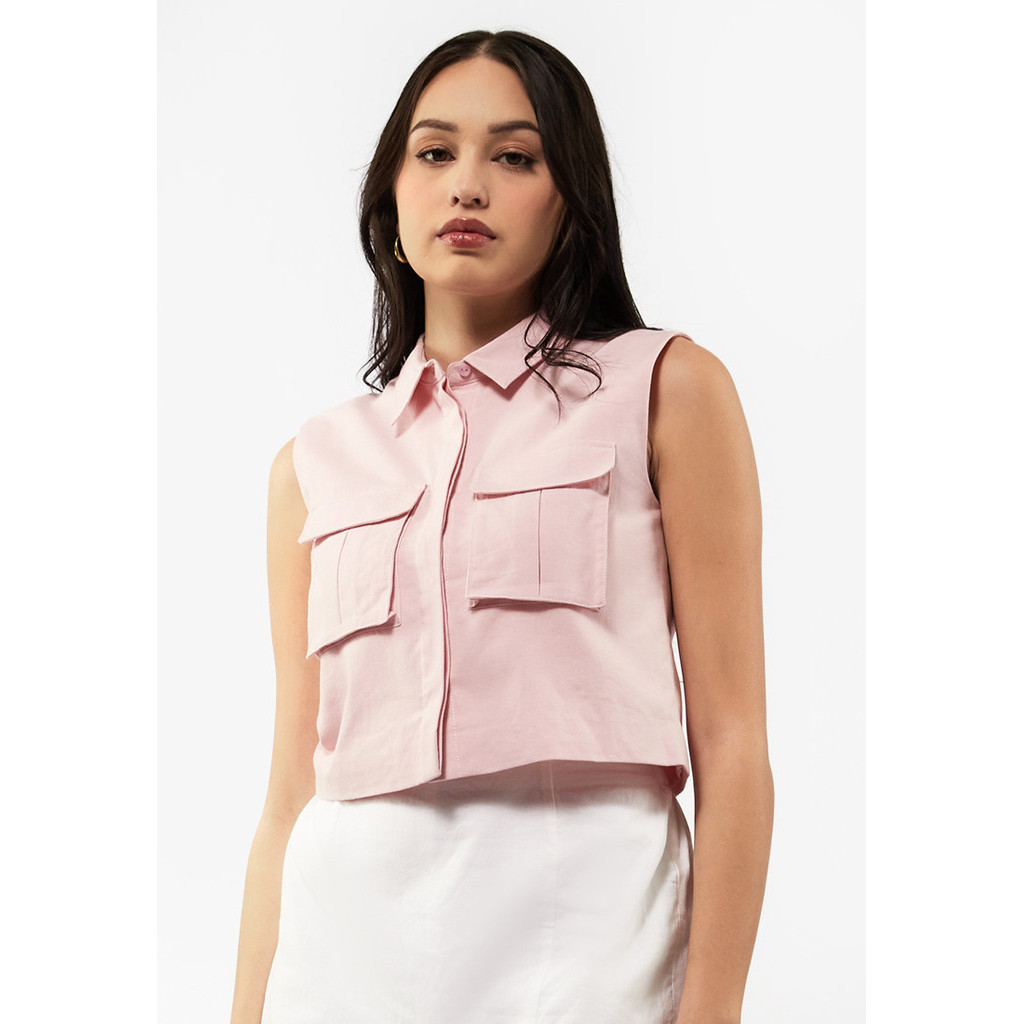 Jual COLORBOX Sleeveless Pocket Top Lt. Pink | Shopee Indonesia