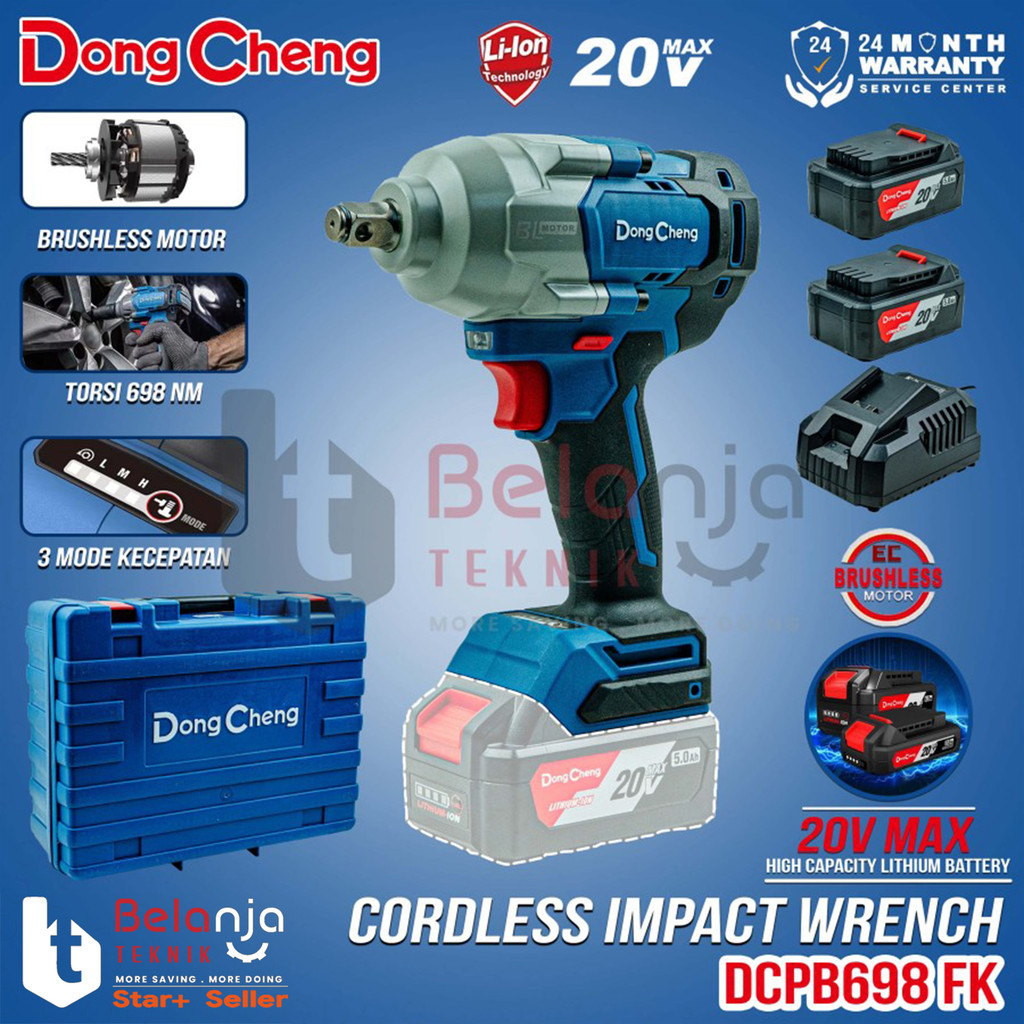 Jual Dongcheng Cordless Impact Wrench DCPB698 FK Baterai 1/2 Inch Mesin ...