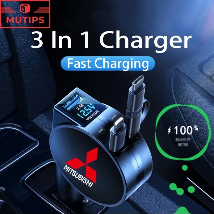 Jual Pengisi Daya USB Ponsel Mobil Mitsubishi 3 In 1 Kabel Ekstensi ...