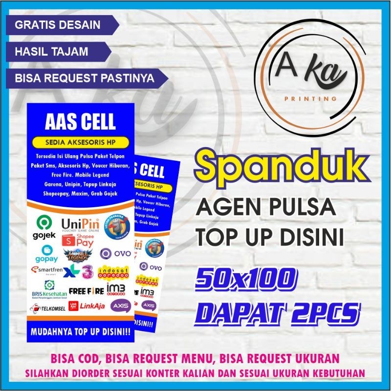 Jual Spanduk / Banner Agen Pulsa, Bisa Top Up Disini, Desain Free dan ...