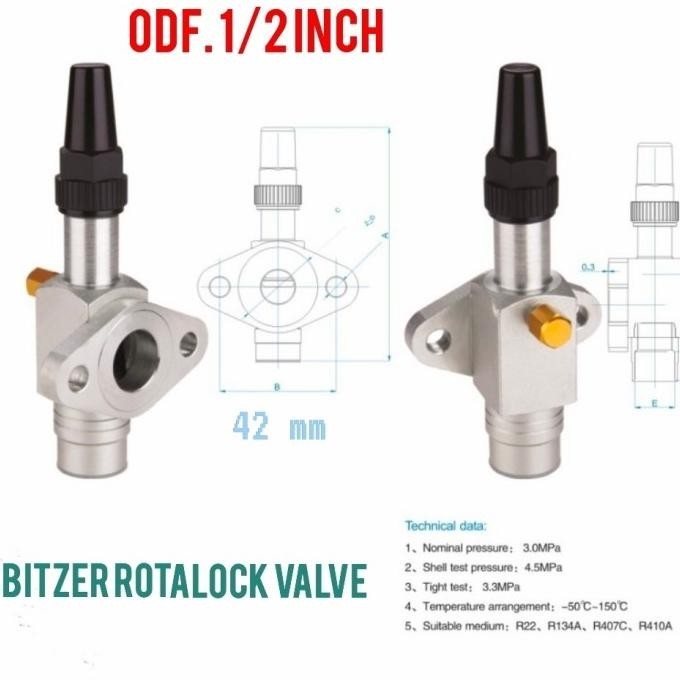 Jual TERBARU KRAN ROTALOCK VALVE BITZER 1/2 INCH UNTUK COMPRESSOR ...