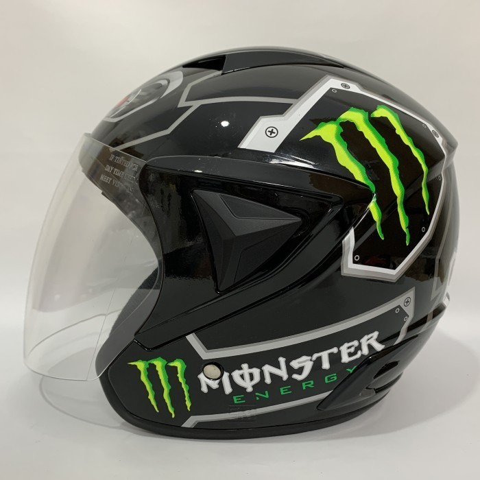 Jual HELM JP13 MONSTER ENERGY HITAM GLOSSY HELEM DEWASA VISTA SNI BXP ...