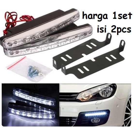Jual Lampu Led Drl 8 Led Titik Mata Mobil Daytime Running Light Foglamp ...