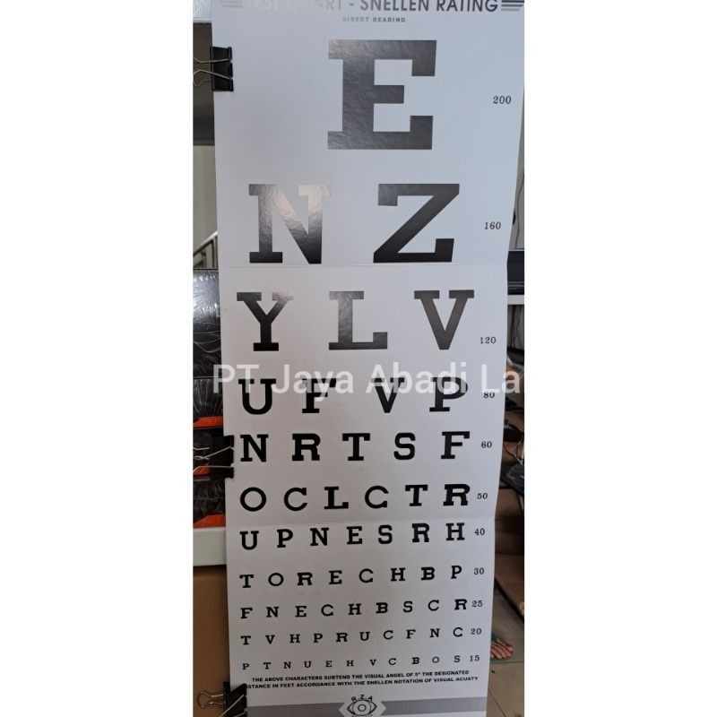 Jual alat tes mata kertas tes mata minus plus silinder snellen chart ...