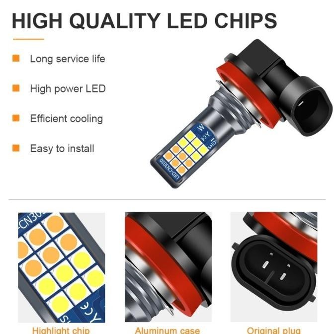 Jual Populer Foglamp Led Mobil 2 Warna H8 H9 H11 Hb4 24 Smd 2 Pcs R315 Update 2024 | Shopee ...