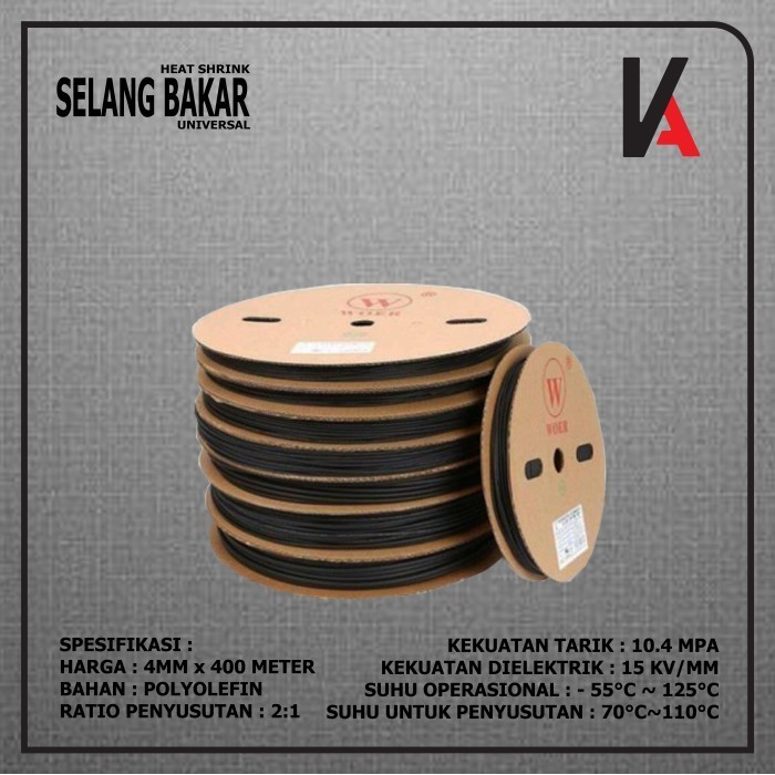 Jual Jual!! Selang Bakar Selongsong Bakar Heat Shrink Tube 4MM x 400 ...