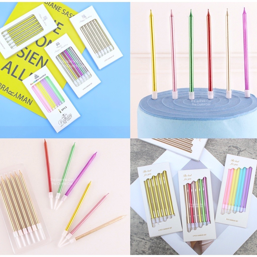 Jual COD 6Pcs/Set Lilin Pensil Ulang Tahun Berwarna Batang Panjang ...