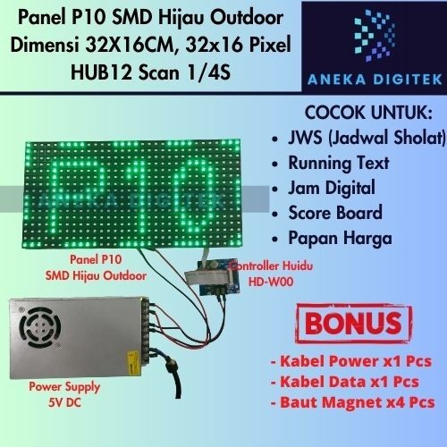Jual Panel Module Modul LED P10 Running Text SMD Hijau Green Outdoor ...