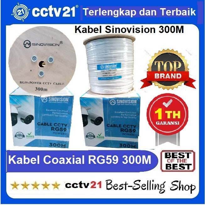 Jual Kabel Coaxial Sinovison Rg59 Plus Power Dc 300M Putih Harga Reseller | Shopee Indonesia