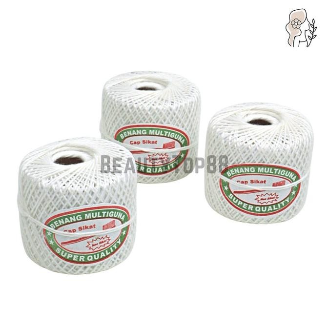 Jual Benang Kasur Rami Cap Sikat / Tali Bangunan Bendera Warna Putih ...