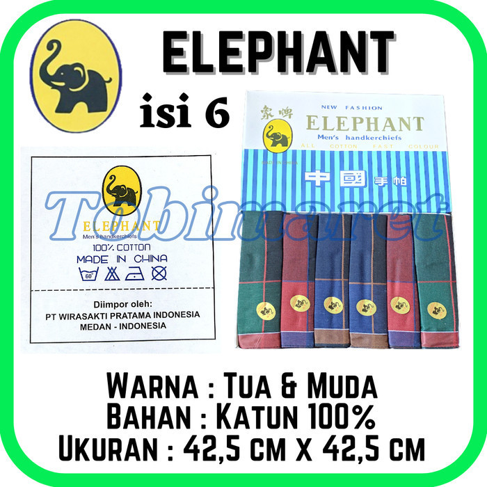 Jual SAPUTANGAN PRIA SELAMPE KATUN ELEPHANT GOLD 1 BOX ISI 6 PCS ...