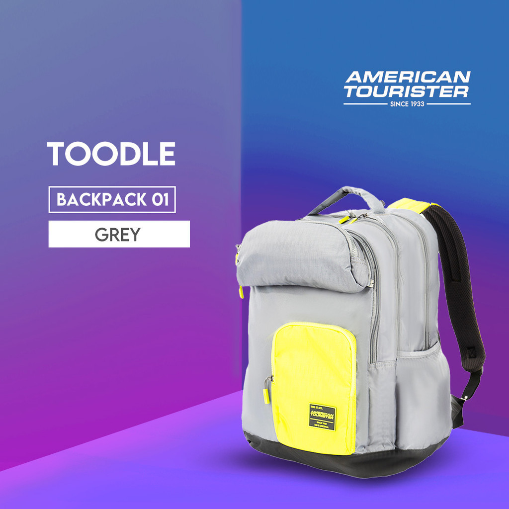 Jual American Tourister Toodle Backpack 01 - Grey | Shopee Indonesia
