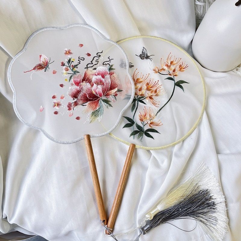 Jual Suzhou Embroidery Circular Fan Double Sided Embroidery Ancient ...