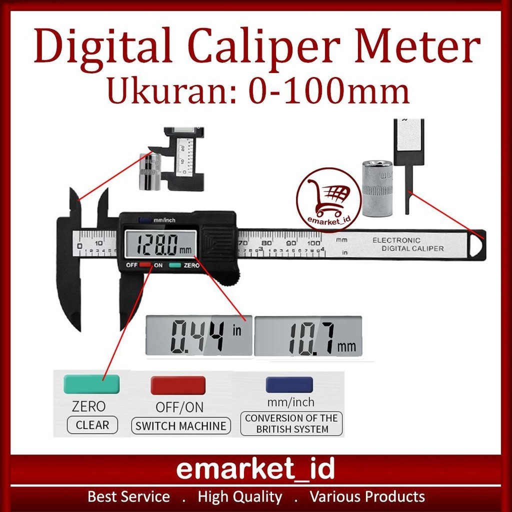 Jual Digital Caliper Meter 0-100mm AG94 / Vernier Jangka Sorong Sigmat LCD Calliver / Sketmat ...