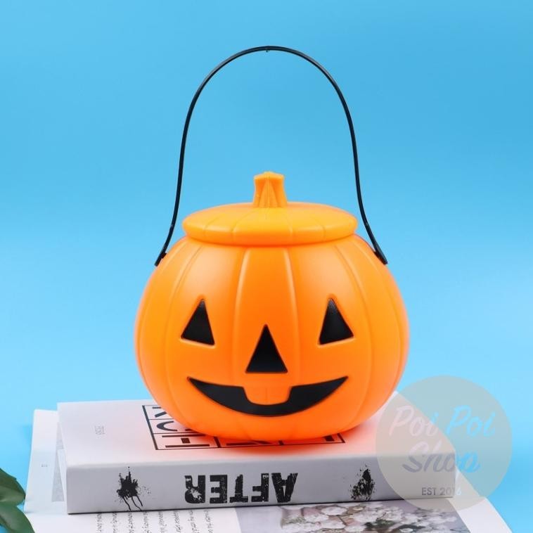 Jual ty-35 Tas Tempat Permen Halloween Ember Plastik Bucket Labu Kostum ...