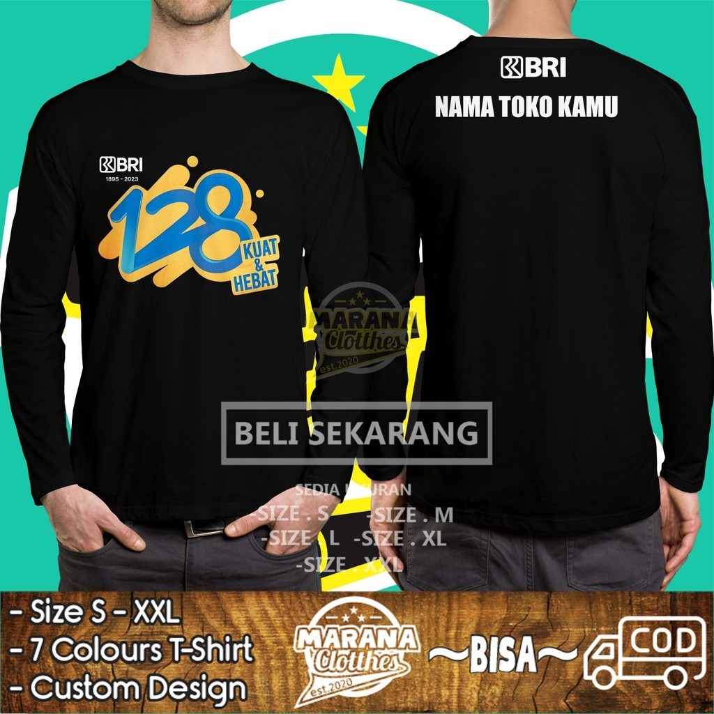Jual Kaos HUT BRI Ke 128 Kuat dan Hebat Logo Resmi Gratis Nama Toko Kamu DB Lengan Panjang DB ...