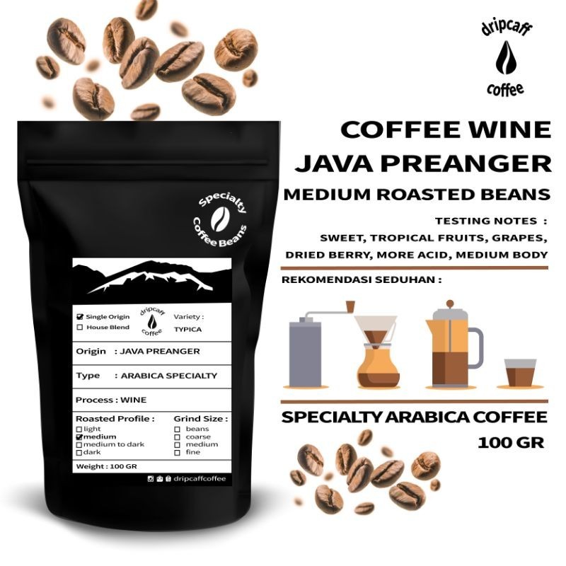 Jual DRIPCAFF Coffee Wine Java Preanger 100 Gr Kopi Giling Arabika ...