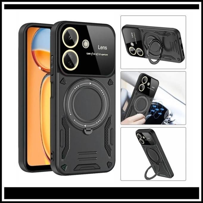 Jual Xiaomi Poco C65 Armor Lens Magnetic Original Case Hard Casing ...