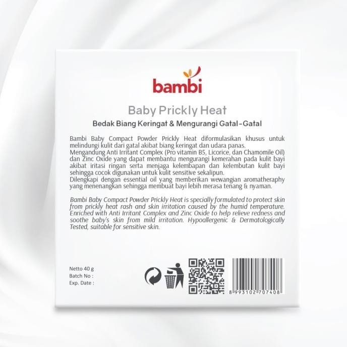 Jual Bambi Baby Powder Compact Prickly Heat Bedak Biang keringat 40gr ...