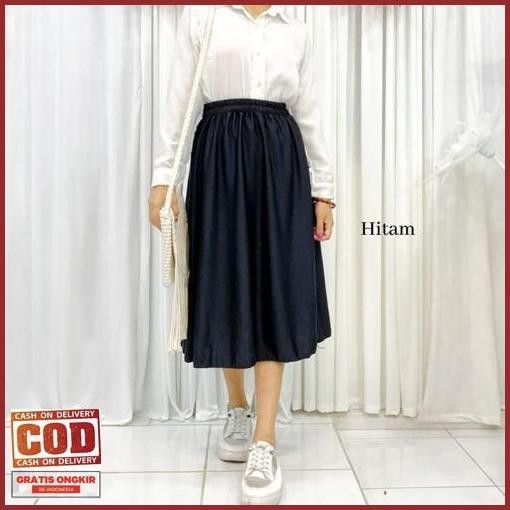 Jual Promo Rok Polos 7/8 Korea / Long Skirt / Rok Polos Wanita Cuci ...
