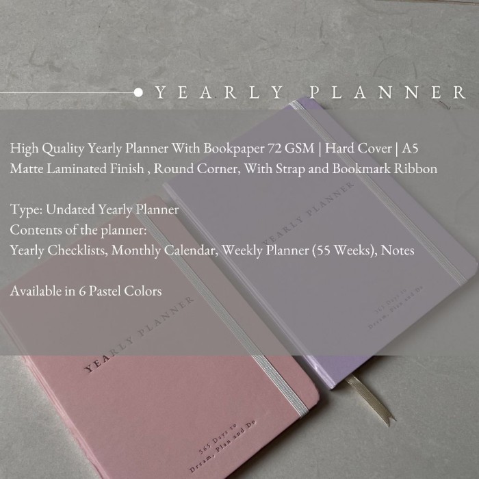 Jual Yearly Planner 2024 One Year Planner Hard Cover By Peulanopapers ...